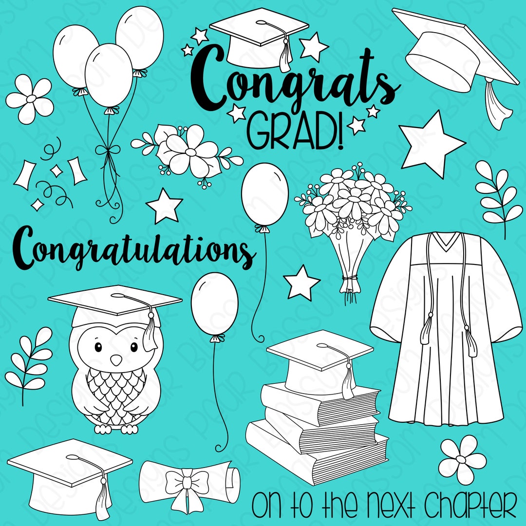Graduation Digital Stamps, Digistamps, Clipart - Instant Download ...