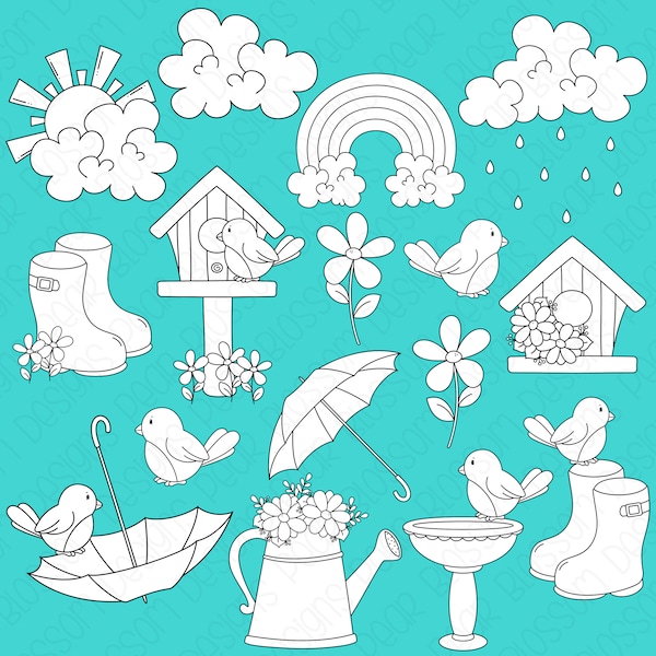 April Shower Clipart - Etsy