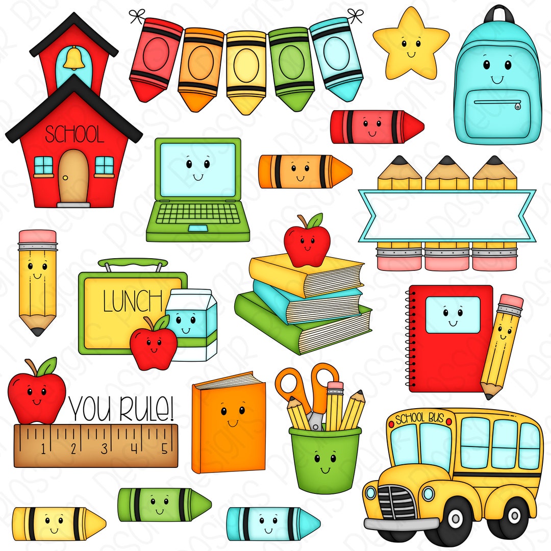 School Faces Clipart Set - Hand Drawn Digital Clipart - School Days ...