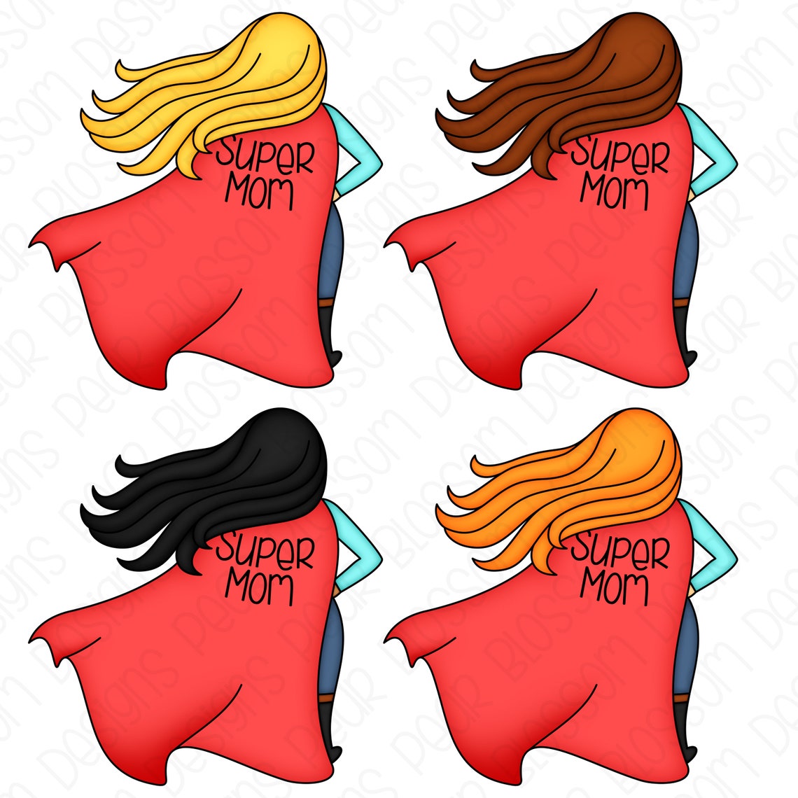 Mother's Day Clipart Set Hand Drawn Digital Clipart - Etsy