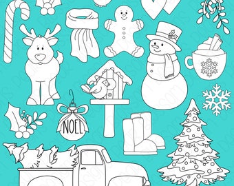 Classic Christmas Digital Stamps, Digistamps, Clipart Instant Download ...