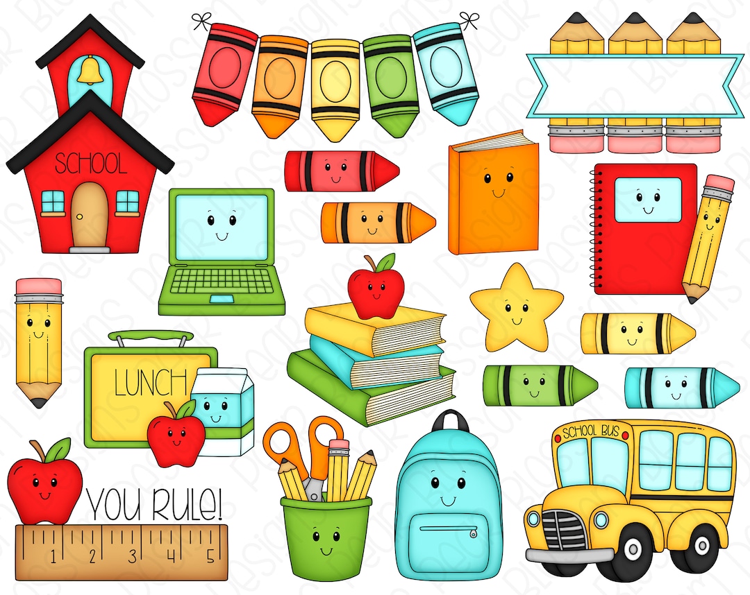 School Faces Clipart Set Hand Drawn Digital Clipart School - Etsy