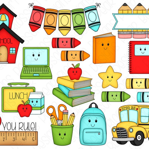 School Faces Clipart Set Hand Drawn Digital Clipart School - Etsy