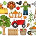 Fall Farm Clipart Set Hand Drawn Digital Clipart Fall | Etsy