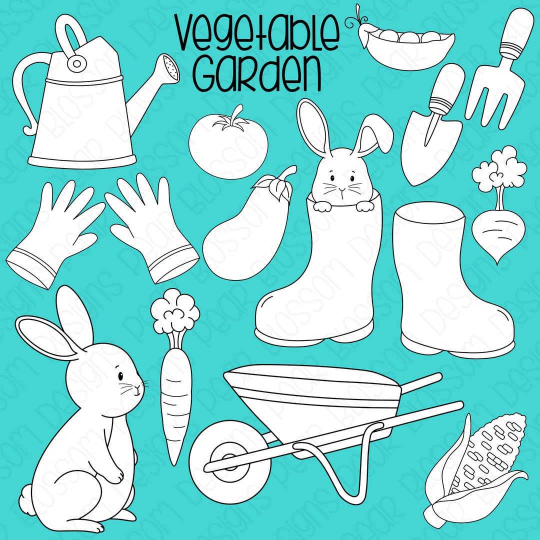 Vegetable Garden Digital Stamps, Digistamps, Clipart - Instant Download ...