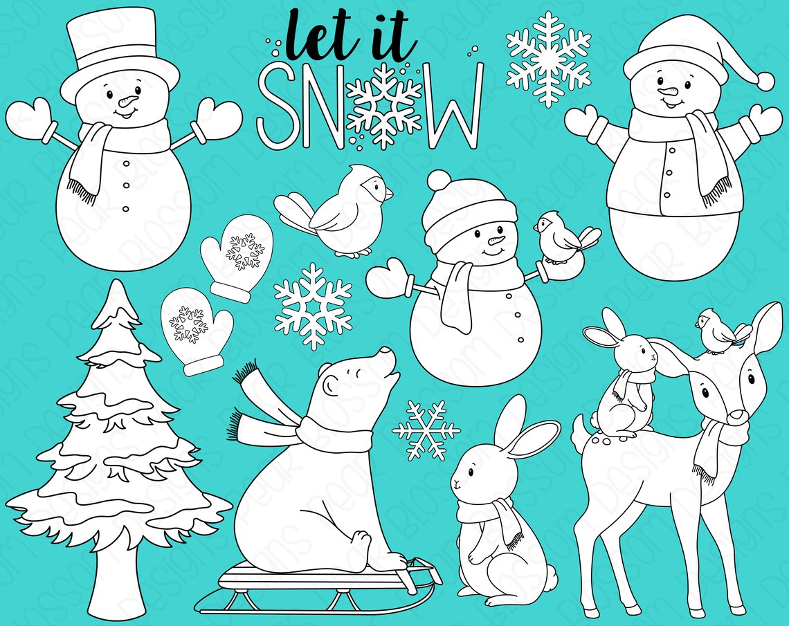 Winter Fun Digital Stamps, Digistamps, Clipart - Instant Download ...
