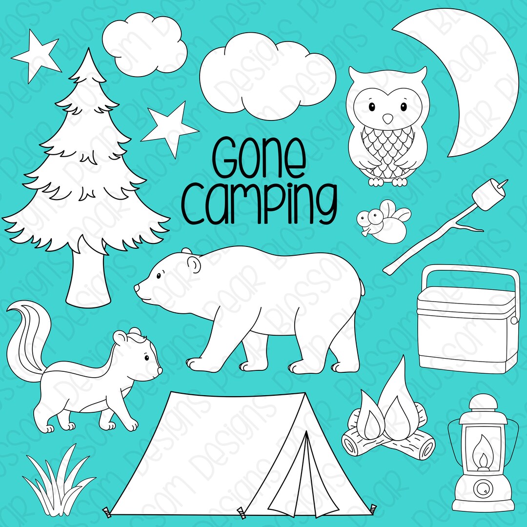 Gone Camping Digital Stamps, Digistamps, Clipart - Instant Download ...