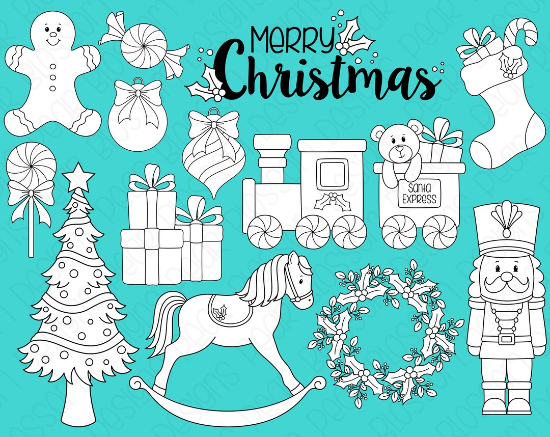 Classic Christmas Digital Stamps Digistamps Clipart - Etsy