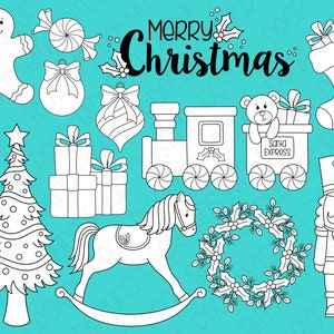 Classic Christmas Digital Stamps, Digistamps, Clipart - Instant ...