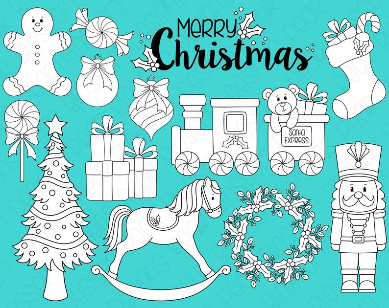 Classic Christmas Digital Stamps Digistamps Clipart - Etsy