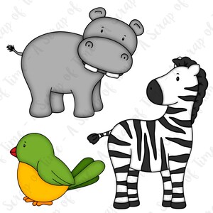 Zoo Safari Hand Drawn Digital Clipart - Set of 15 - Elephant Zebra ...