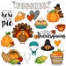 Thanksgiving Hand Drawn Digital Clipart - Set of 17 - Turkey Pilgrim ...