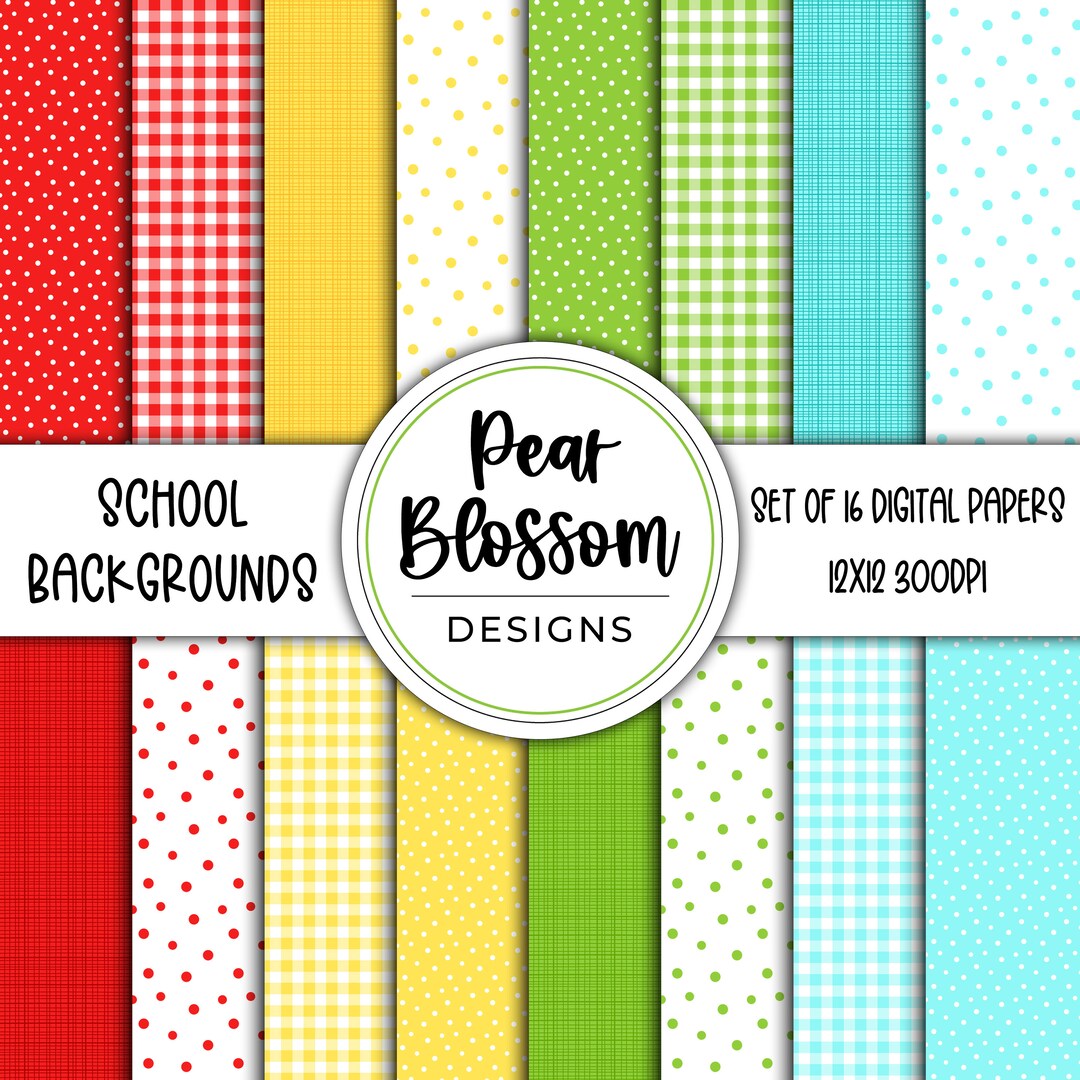 School Backgrounds Digital Scrapbook Paper 12x12 Pack - Set of 16 ...