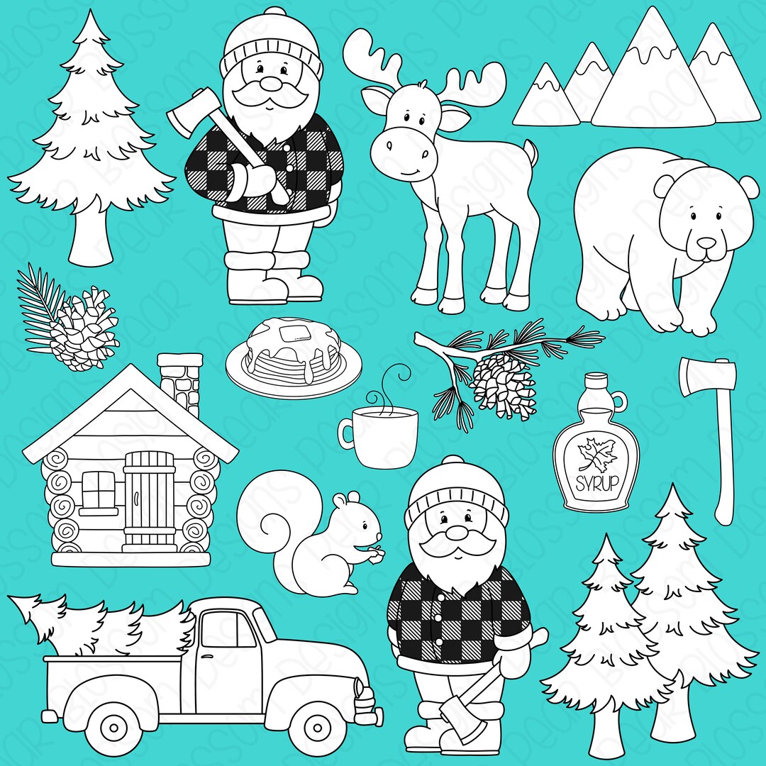 Lumberjack Digital Stamps, Digistamps, Clipart - Instant Download ...