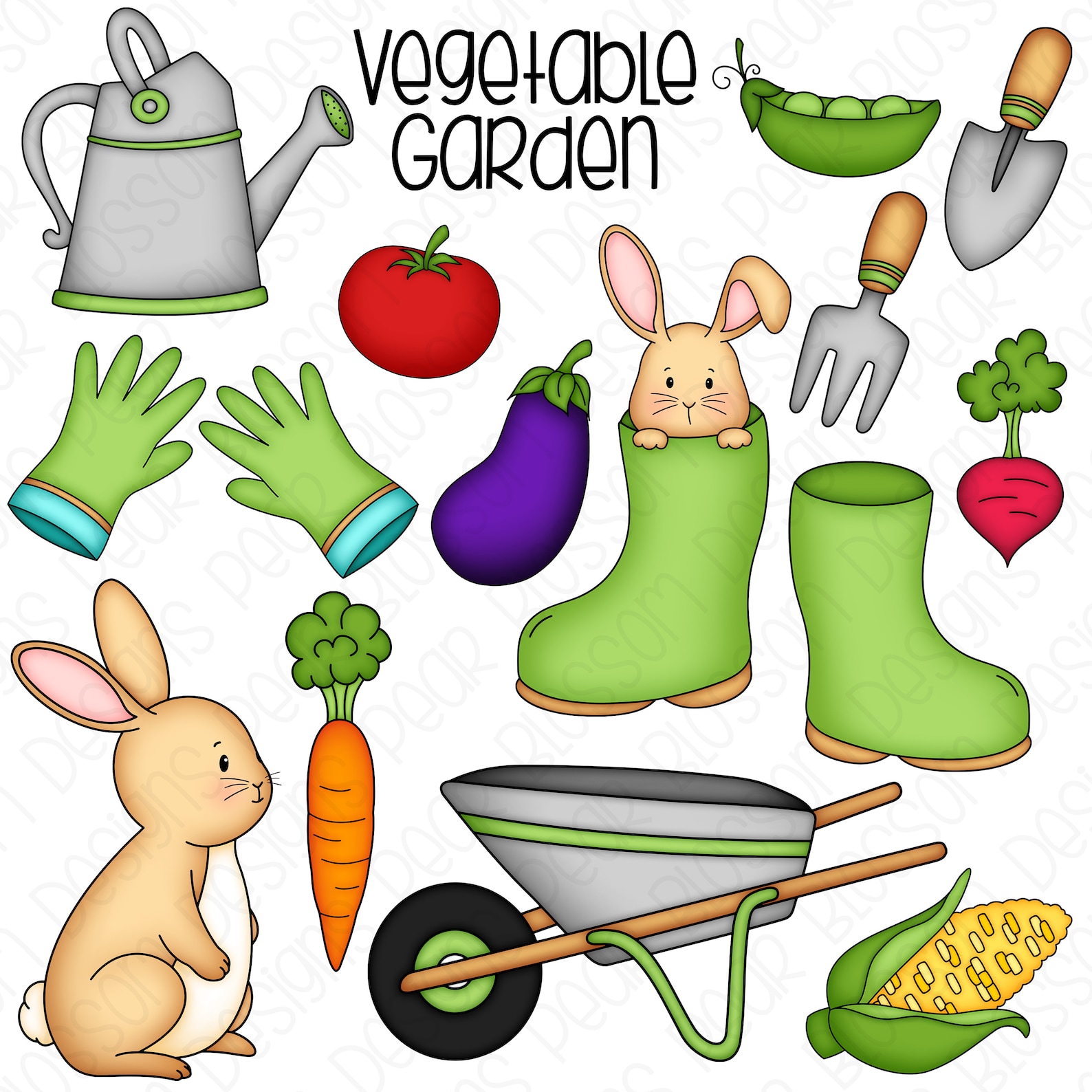 Vegetable Garden Hand Drawn Digital Clipart Set of 16 - Etsy