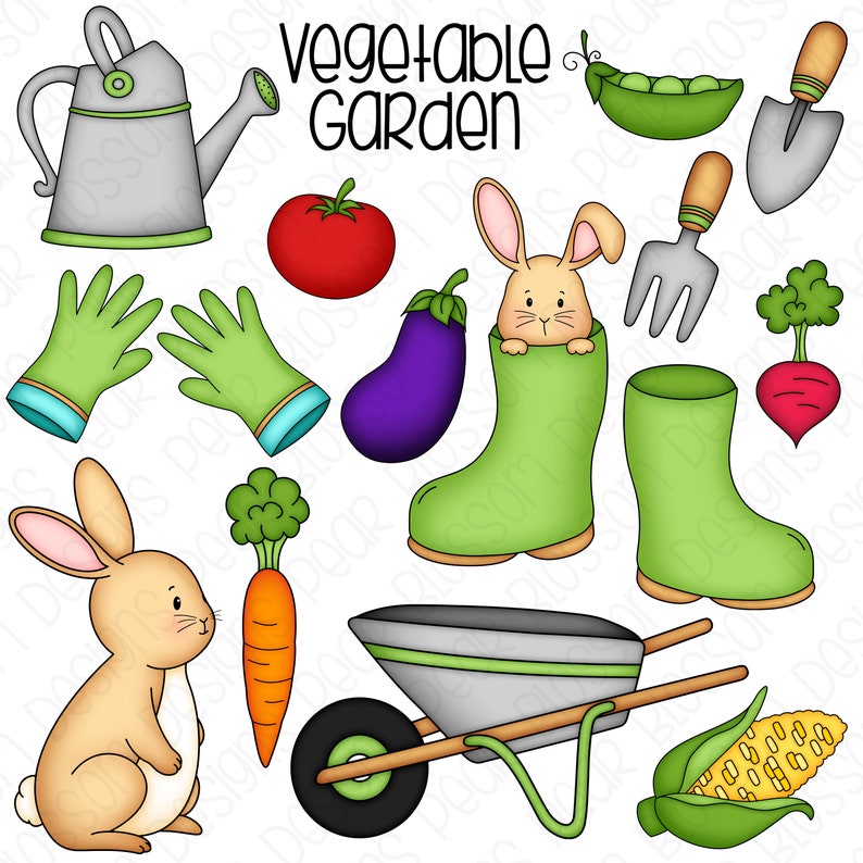 Vegetable Garden Hand Drawn Digital Clipart Set of 16 - Etsy