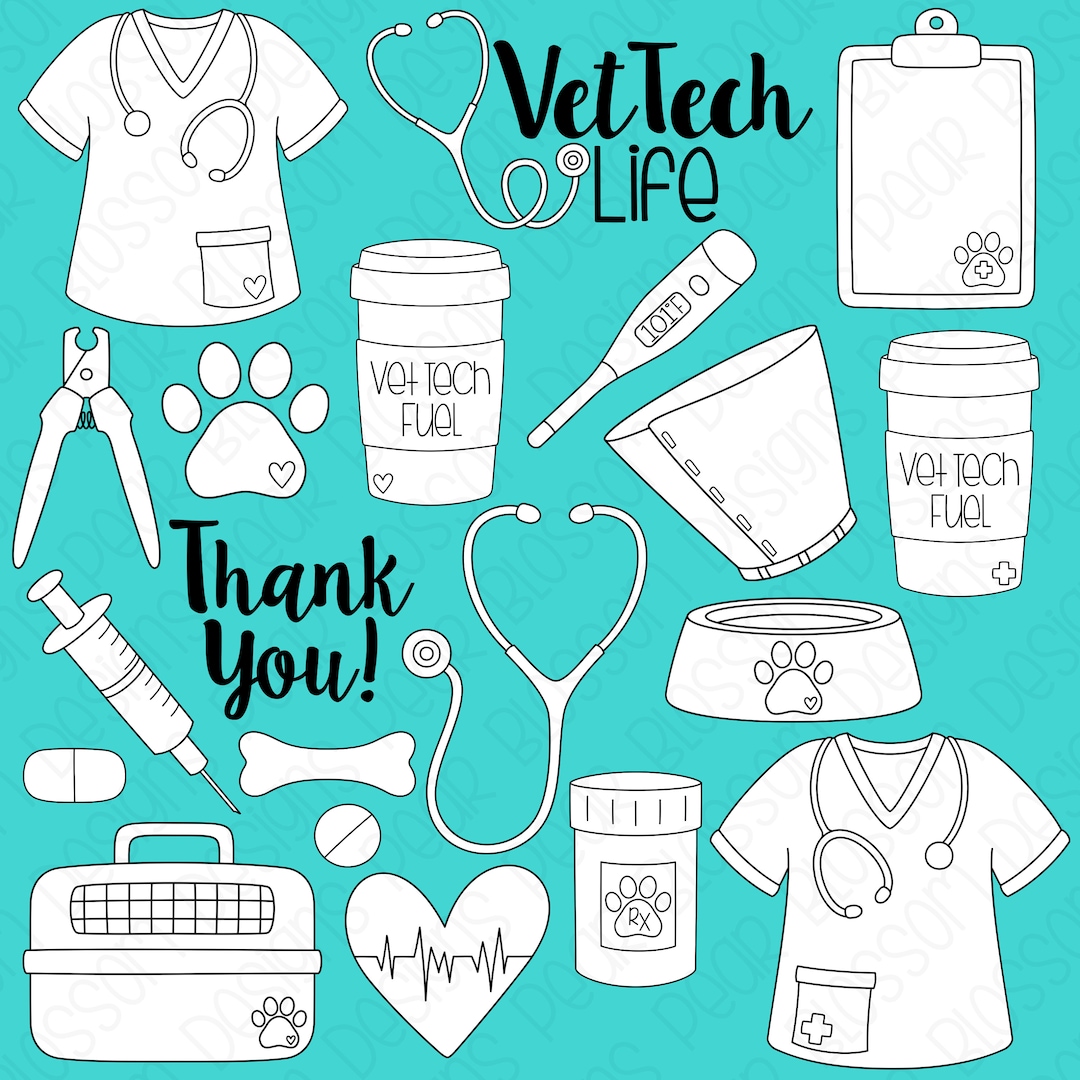 Vet Tech Life Digital Stamps, Digistamps, Clipart - Instant Download ...
