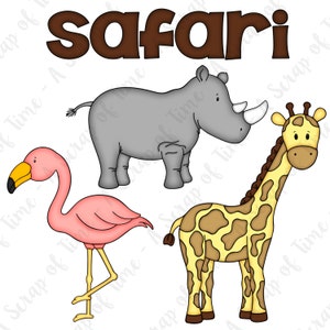 Zoo Safari Hand Drawn Digital Clipart - Set of 15 - Elephant Zebra ...