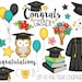 Graduation Clipart Set Hand Drawn Digital Clipart Graduation Gown ...