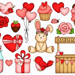 Valentine's Day Hand Drawn Digital Clipart - Set of 17 - Instant ...