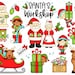 Santa's Workshop Christmas Clipart Set - Hand Drawn Digital Clipart ...