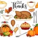 Thanksgiving Dinner Hand Drawn Digital Clipart Set of 21 Turkey Mashed ...