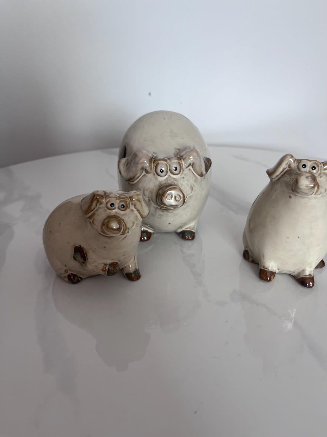 Set of 3 Pigs Ceramic Figurines - Etsy