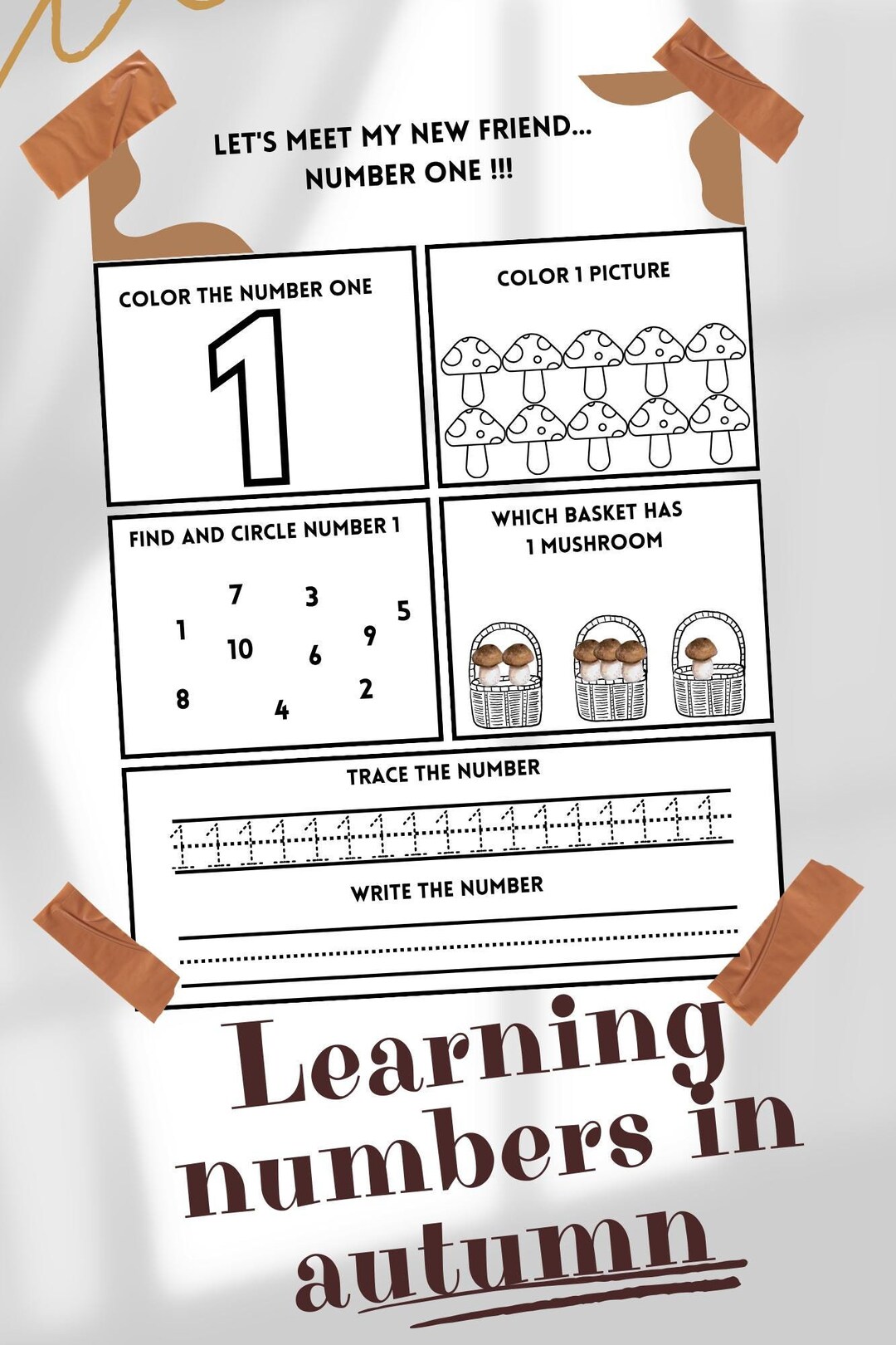 1-10 Number Tracing Autumn Theme, Preschool Worksheet Printable ...