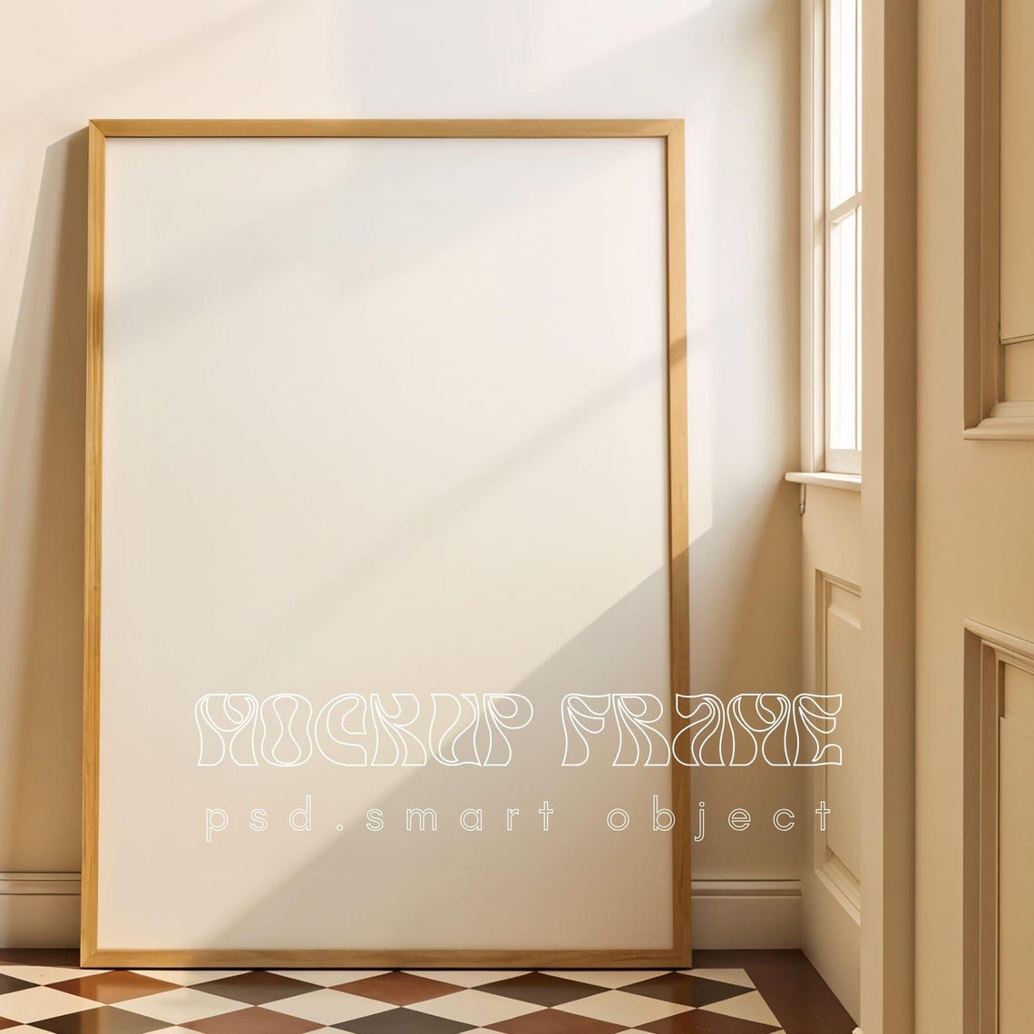 One Frames Mockup, Interior Scene Mockup, Vertical Wood Frame Mockup ...