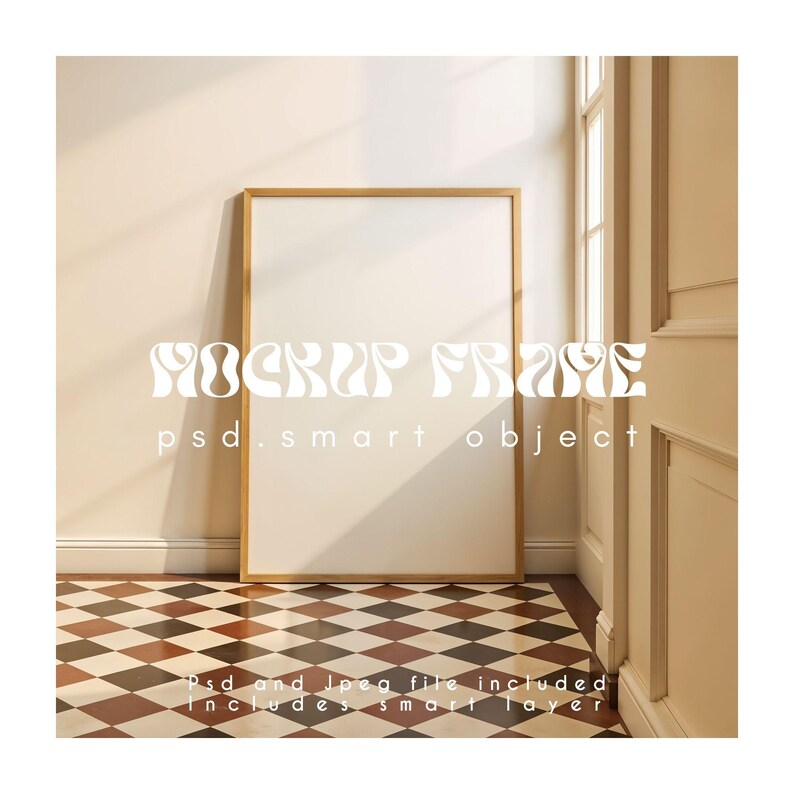 One Frames Mockup, Interior Scene Mockup, Vertical Wood Frame Mockup ...