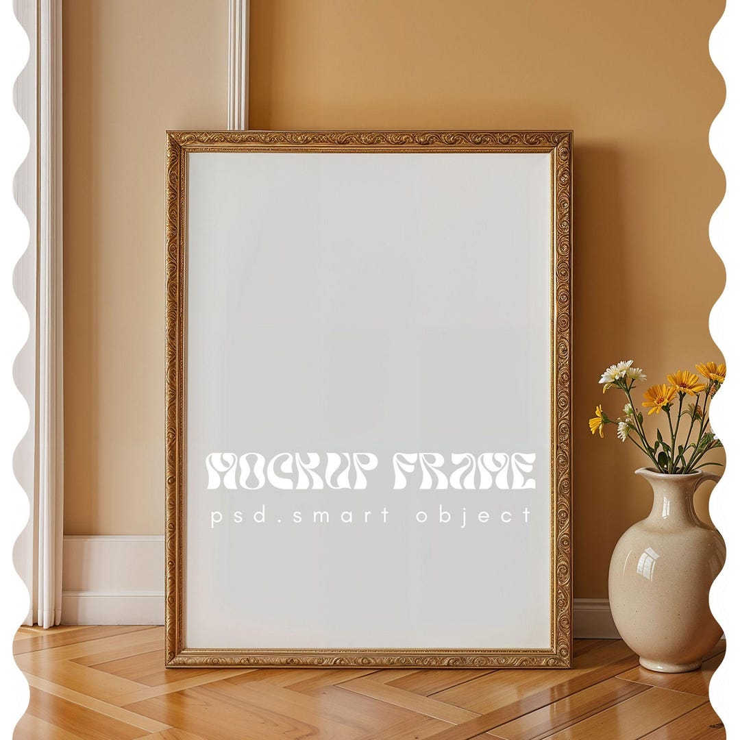 One Frames Mockup, Interior Scene Mockup, Vertical Wood Frame Mockup ...