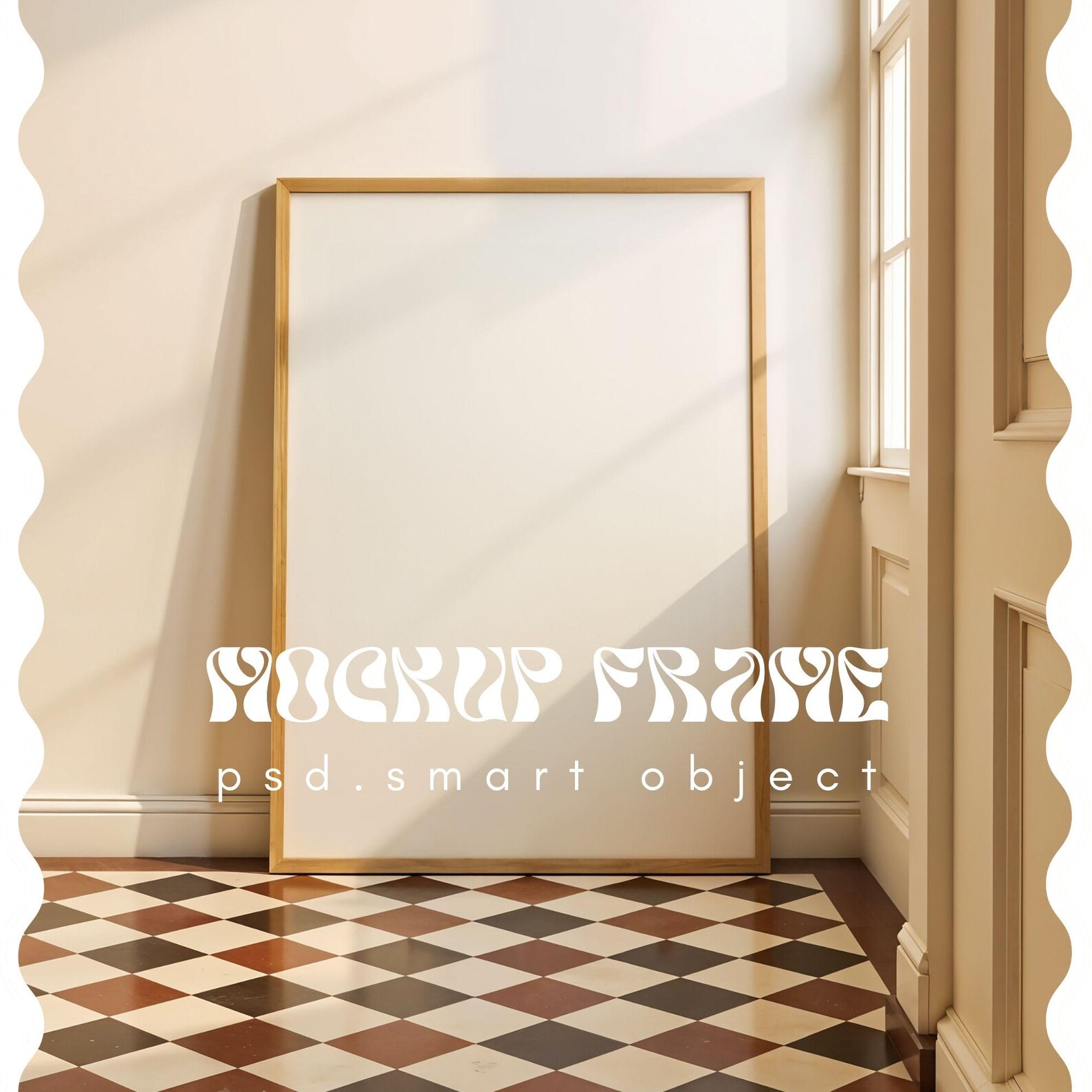 One Frames Mockup, Interior Scene Mockup, Vertical Wood Frame Mockup ...