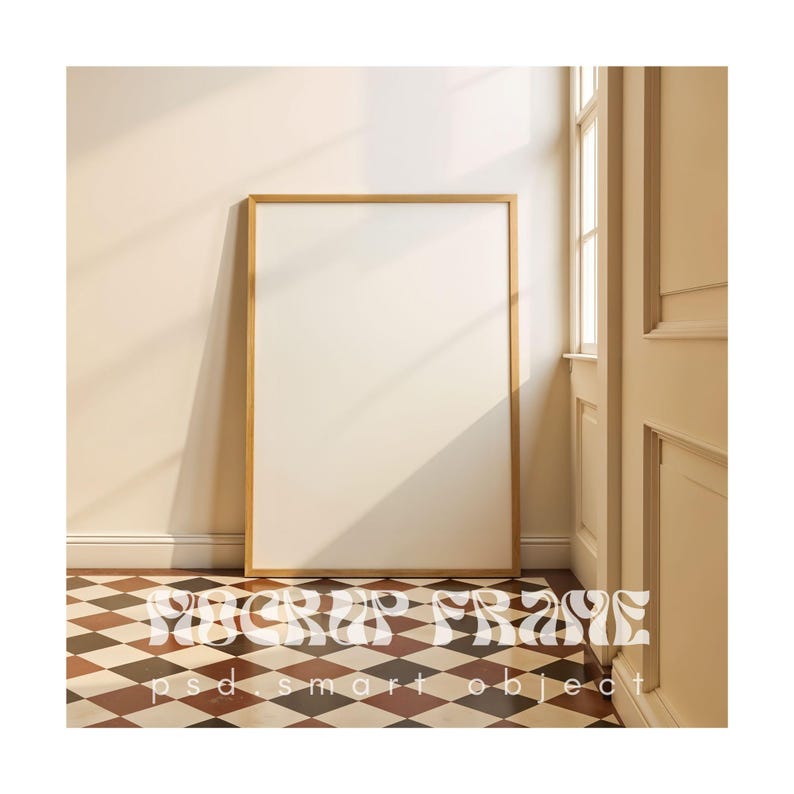 One Frames Mockup, Interior Scene Mockup, Vertical Wood Frame Mockup ...