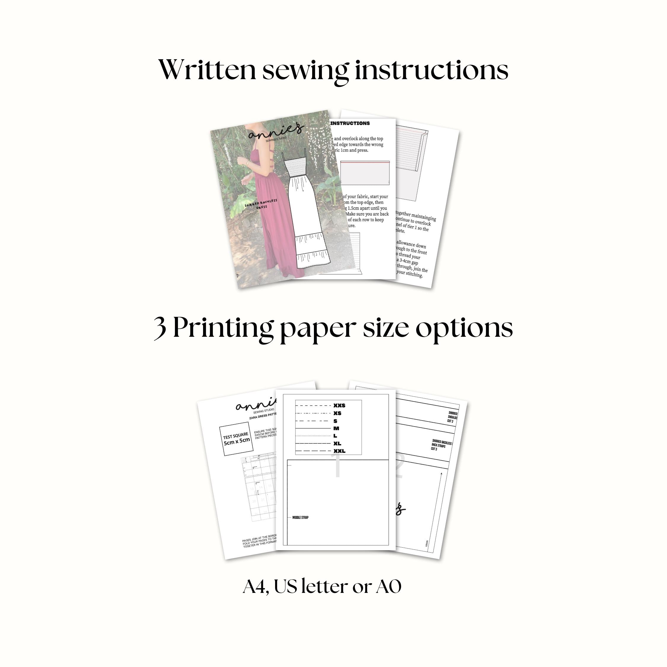 Shirred Backless Dress PDF Sewing Pattern Tiered Linen Sundress ...