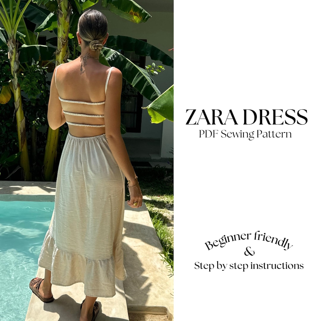 Shirred Backless Dress PDF Sewing Pattern- Tiered Linen Sundress ...