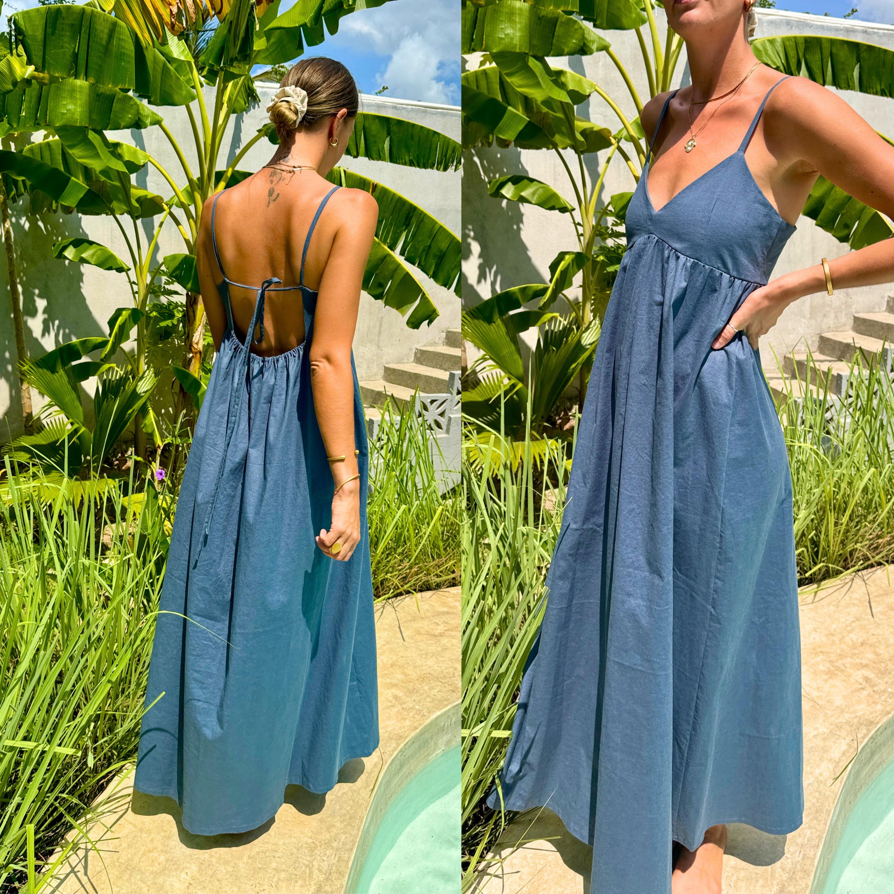 Tie Back Summer Dress, PDF Sewing Pattern, Linen Summer Dress, Babydoll ...