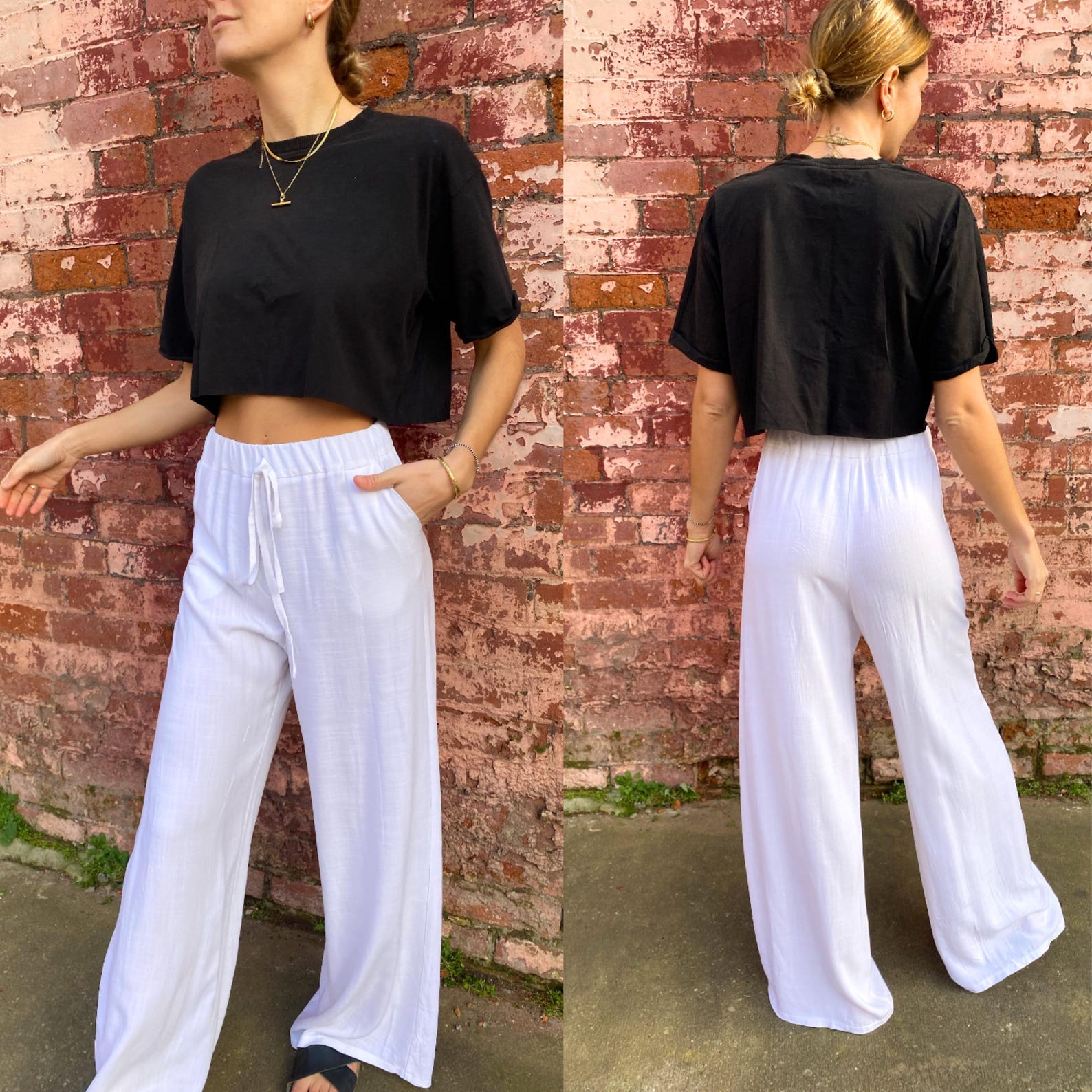 Wide Leg Linen Trousers Sewing Pattern: Elastic Waist (PDF Pattern) - Etsy