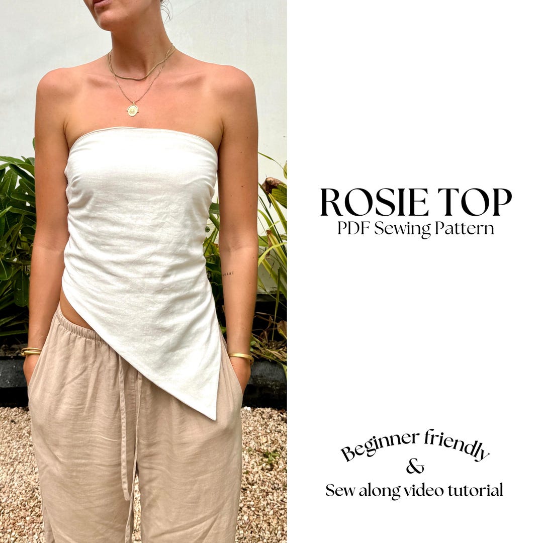 Strapless Asymmetric Top- PDF Sewing Pattern, Linen Summer Top ...