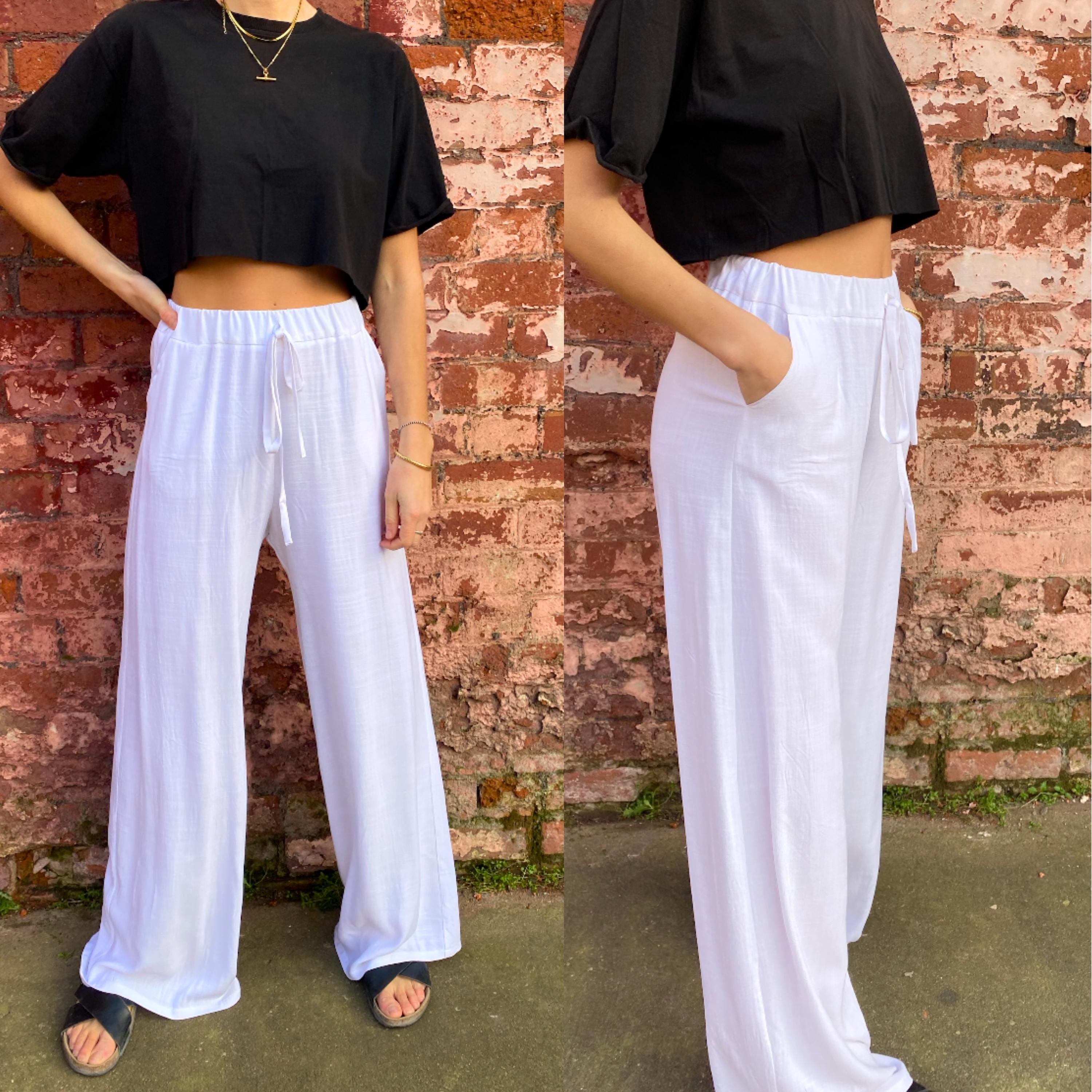 Wide Leg Linen Trousers Sewing Pattern: Elastic Waist (PDF Pattern) - Etsy