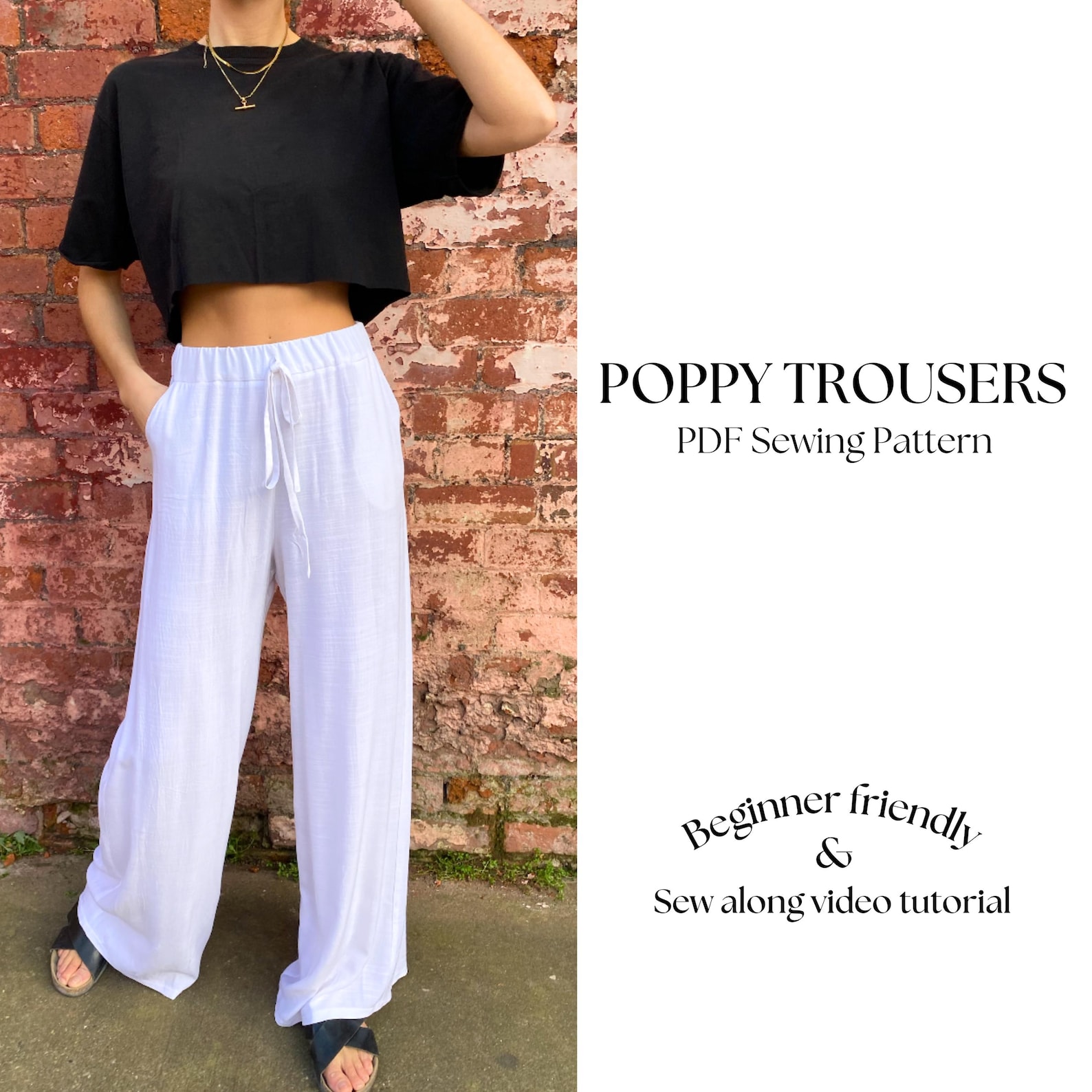 Wide Leg Linen Trousers Sewing Pattern: Elastic Waist (PDF Pattern) - Etsy