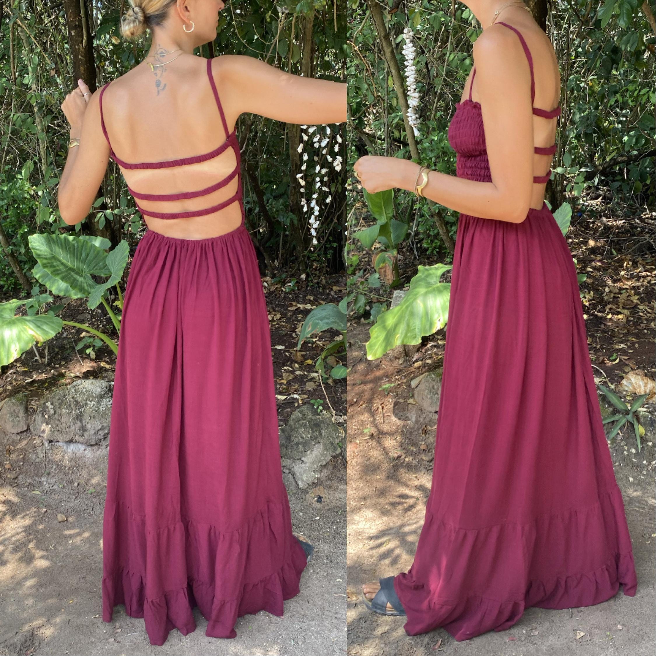 Shirred Backless Dress PDF Sewing Pattern- Tiered Linen Sundress ...