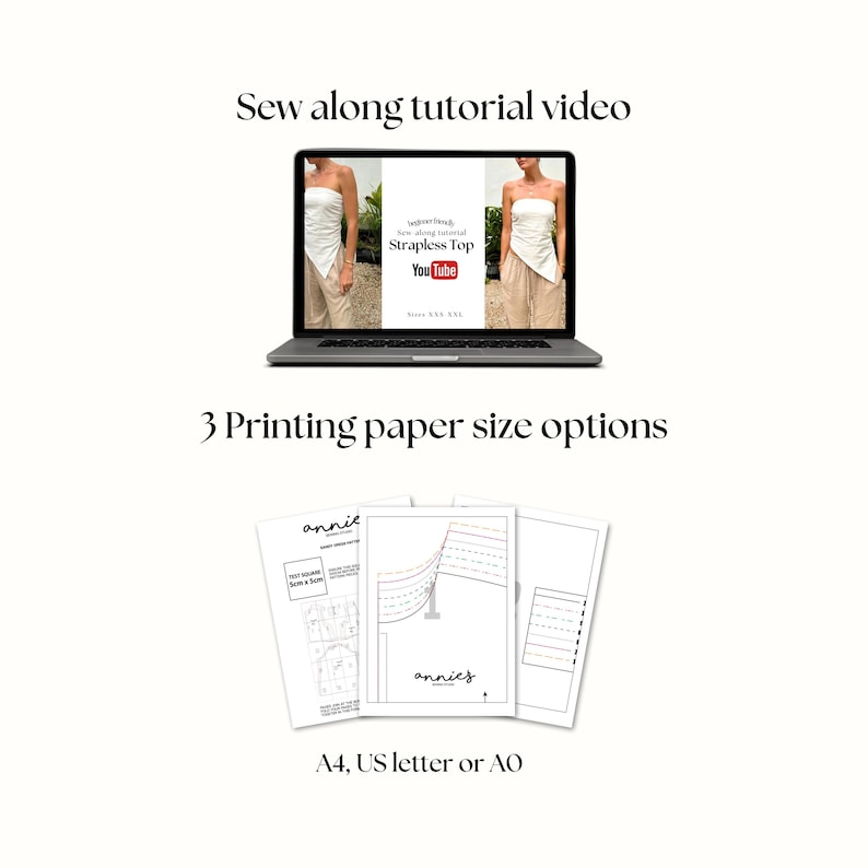 Asymmetric Strapless Linen Top Sewing Pattern – Reversible Design (PDF ...