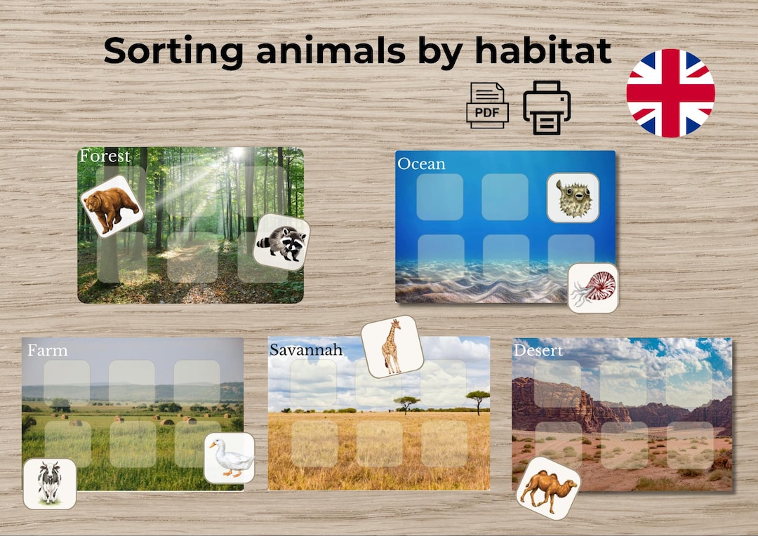 Animal Sorting Activity by Habitat – Montessori Printable – Ocean ...