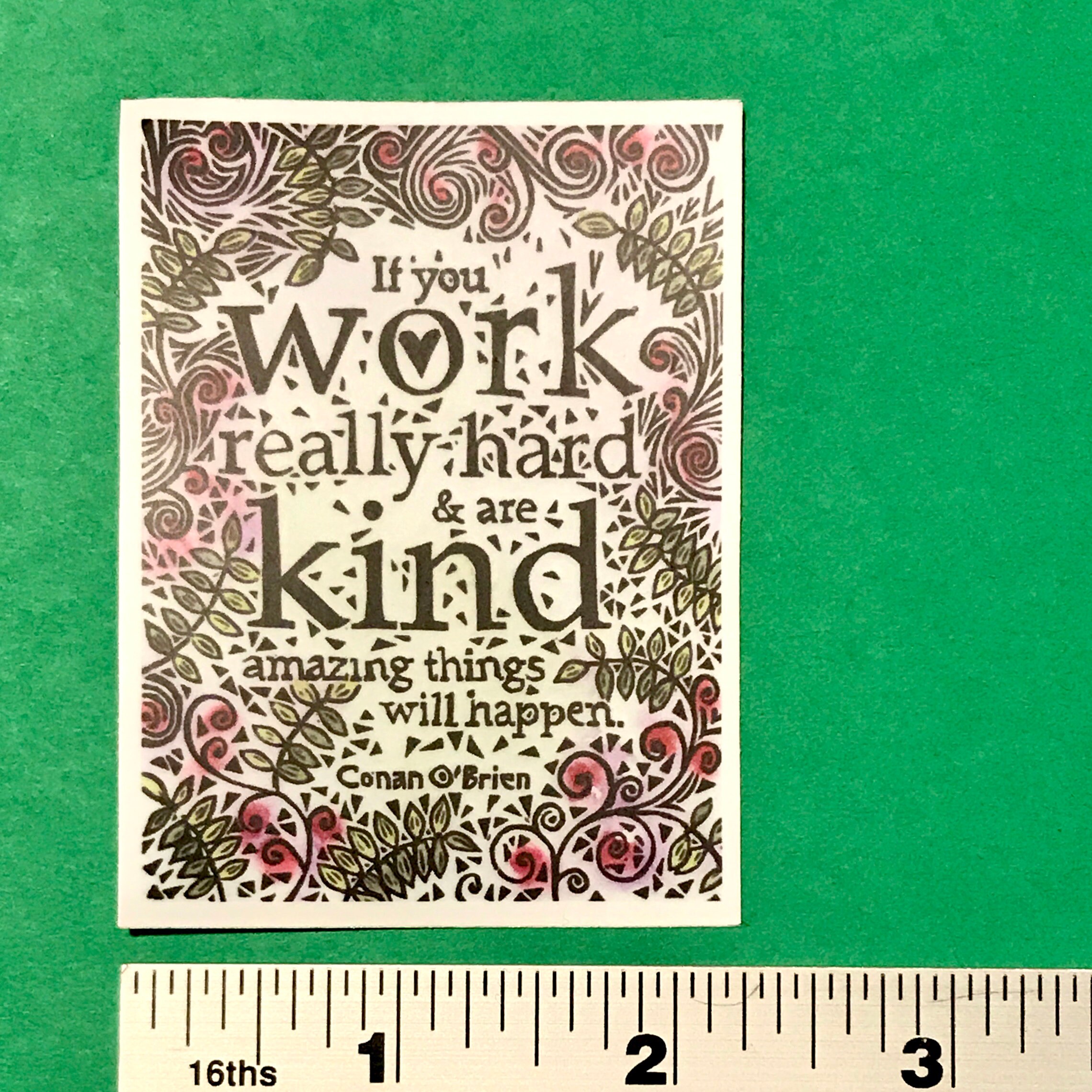 Kindness & Hard Work Vinyl Sticker from Original Linocut - Etsy