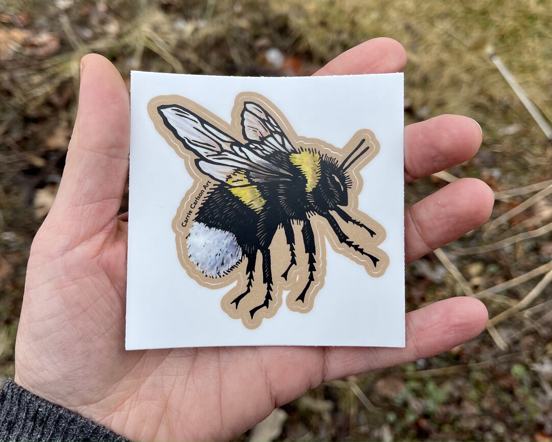 3" Bumblebee Vinyl Sticker (from Original Hand Painted Linocut Print ...