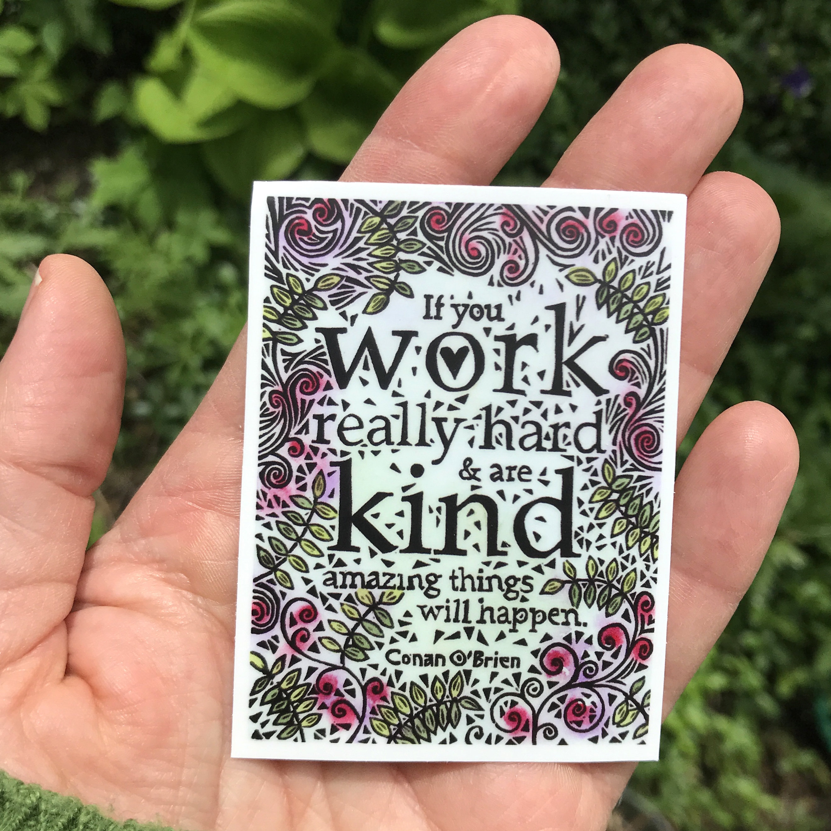 Kindness & Hard Work Vinyl Sticker from Original Linocut - Etsy