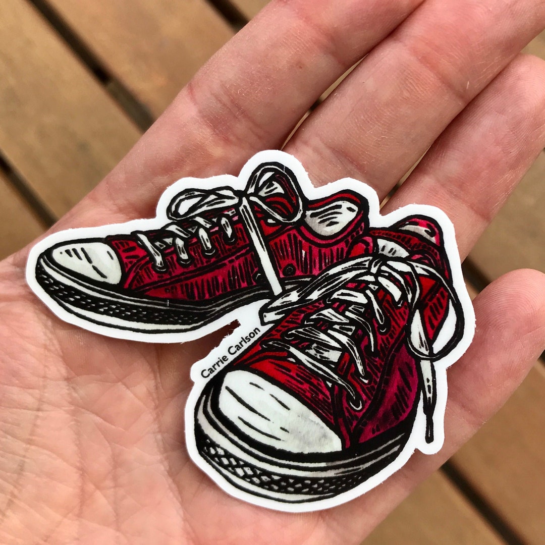 Red All-stars Vinyl Sticker (from Original Hand-painted Linoleum Block ...