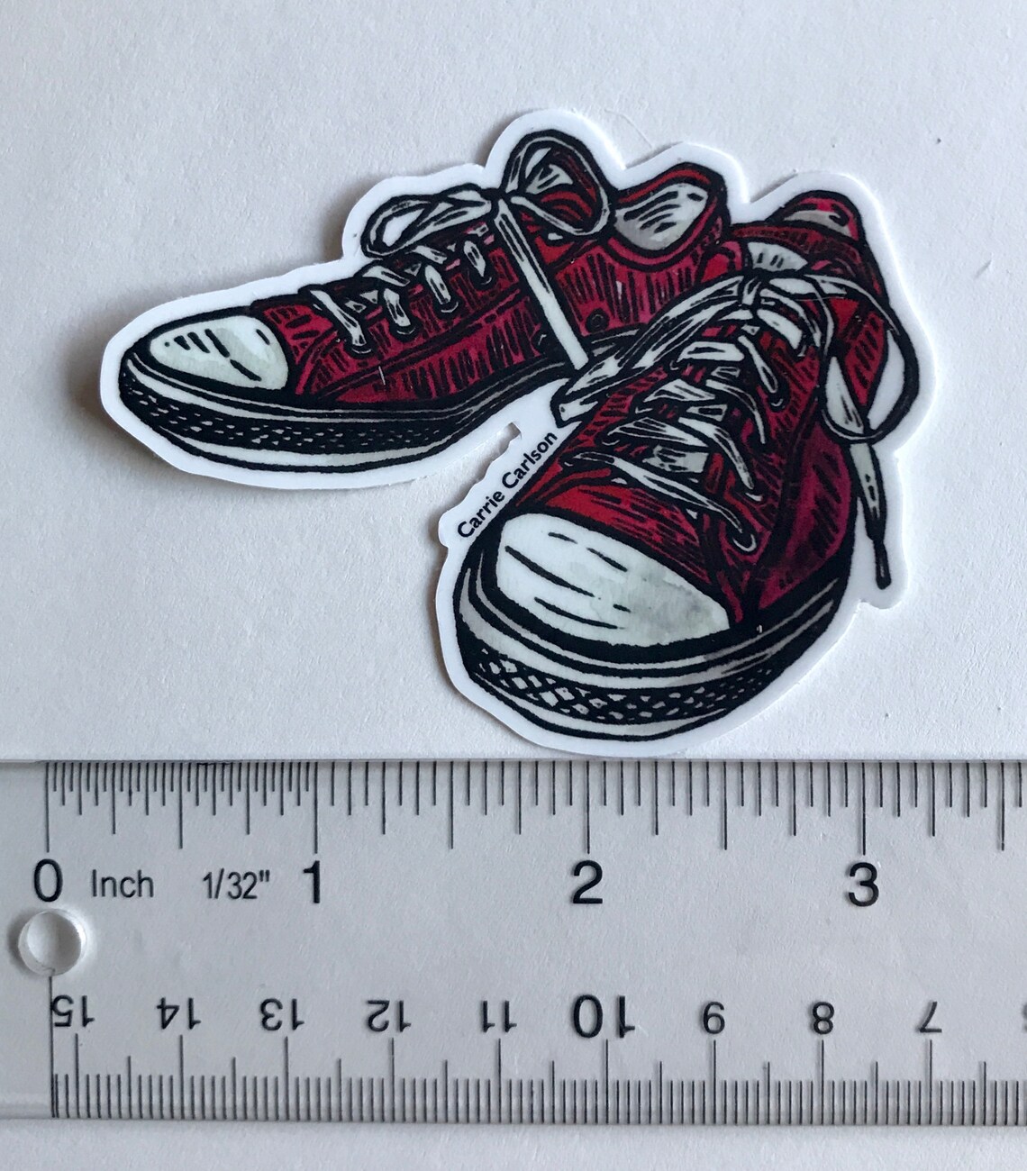 Red All-stars Vinyl Sticker (from Original Hand-painted Linoleum Block ...