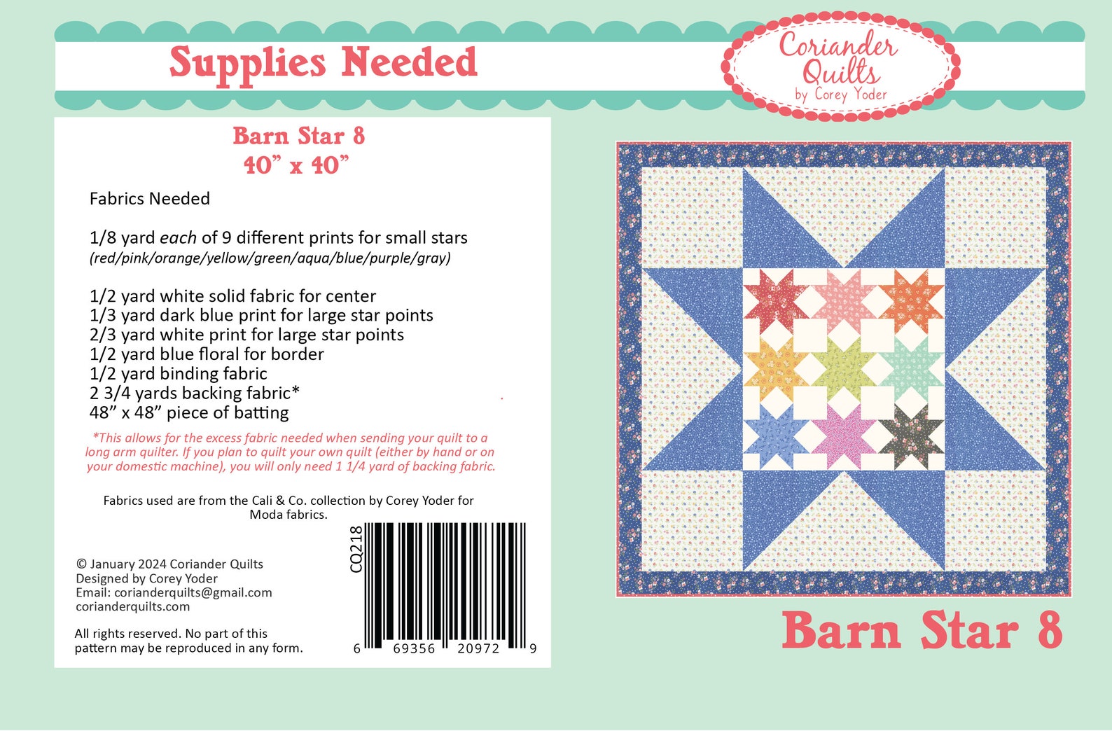 Barn Star 8 PDF Quilt Pattern #218 - Etsy