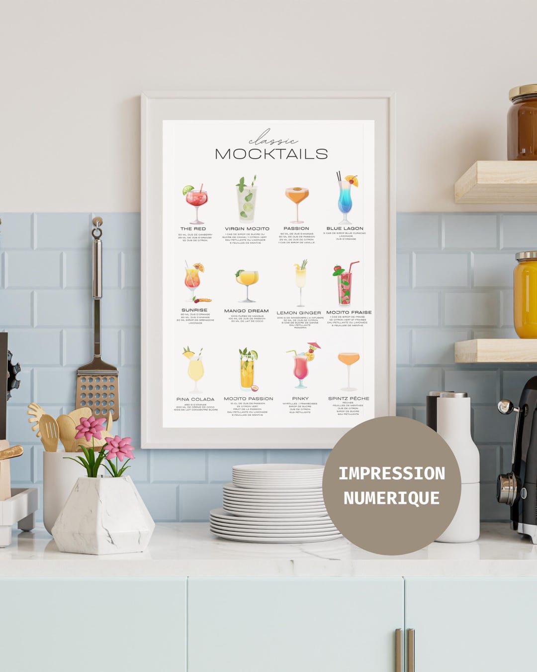 Mocktails Print, Mocktails Poster, Cocktail Poster, Recipe Poster ...